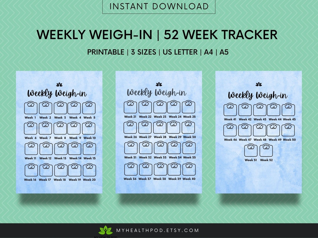 Weekly Weigh In, Weight Loss Tracker Printable, Weight Loss, Track My ...
