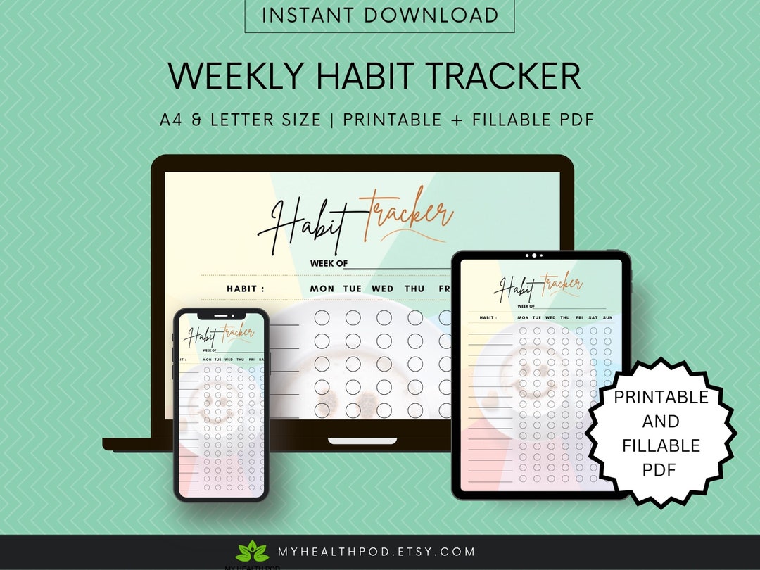 Weekly Habit Tracker Printable, Weekly Habit Tracker Digital, Good ...