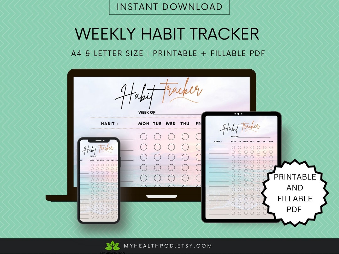 Weekly Habit Tracker Printable, Weekly Habit Tracker Digital, Good ...