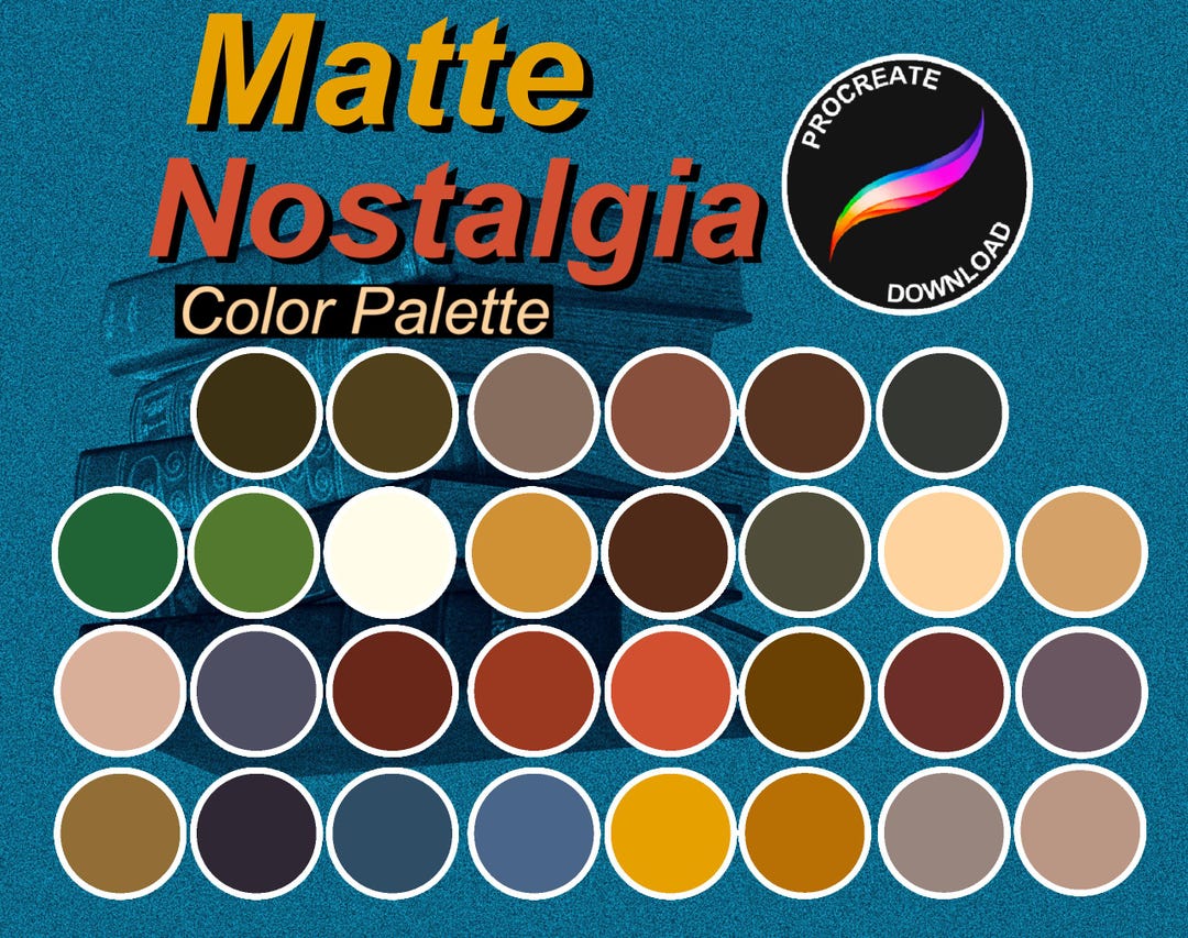 Matte Nostalgia Hex Code Color Palette Set Procreate Swatches Digital ...