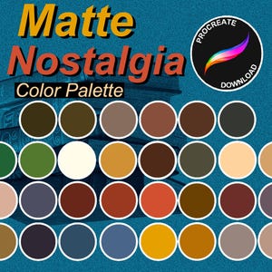 Matte Nostalgia Hex Code Color Palette Set Procreate Swatches Digital ...