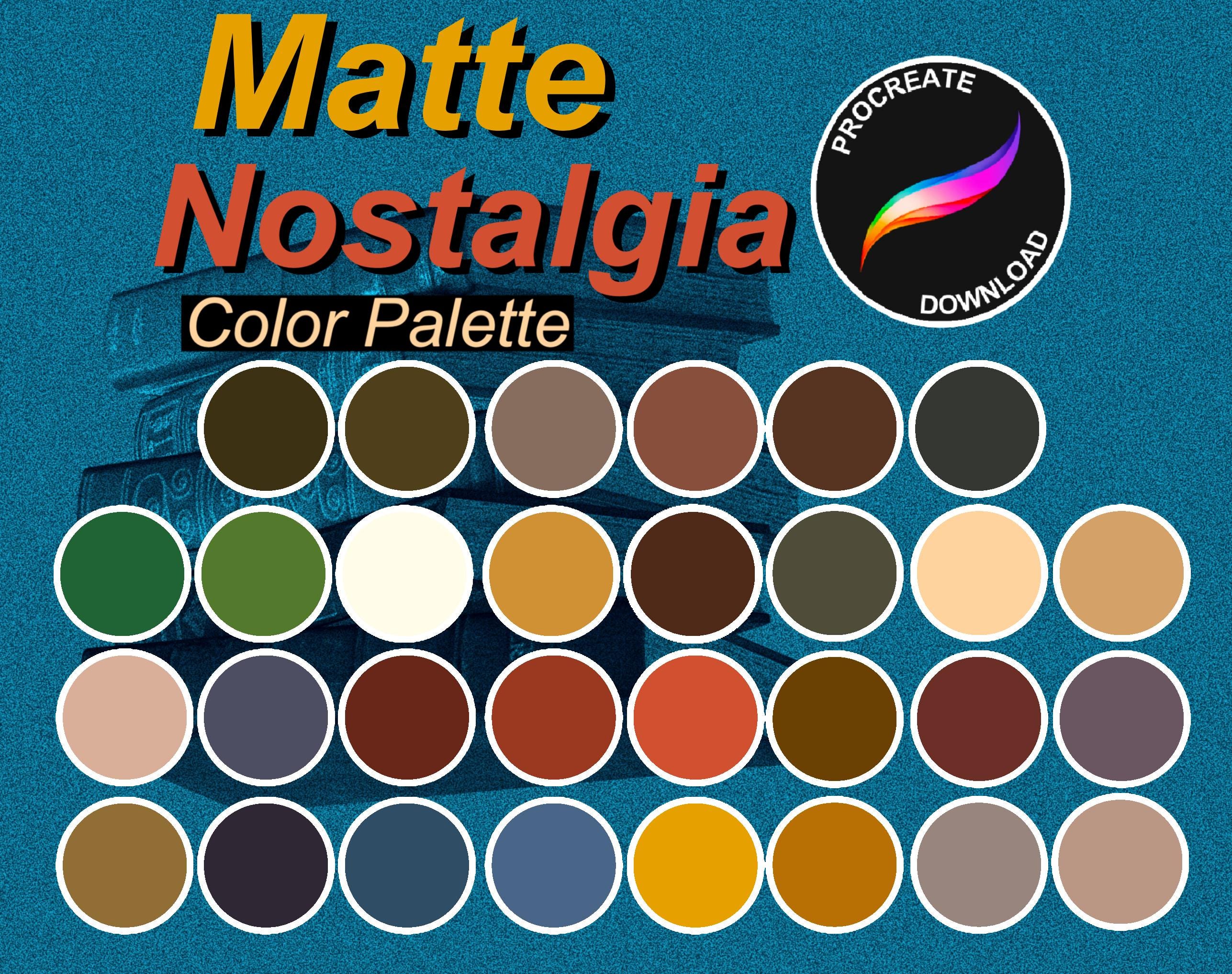 Matte Nostalgia Hex Code Color Palette Set Procreate Swatches Digital ...