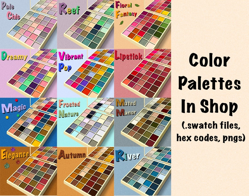 Colorful Color Swatch Palette, Color Hex Codes, Procreate Swatches ...