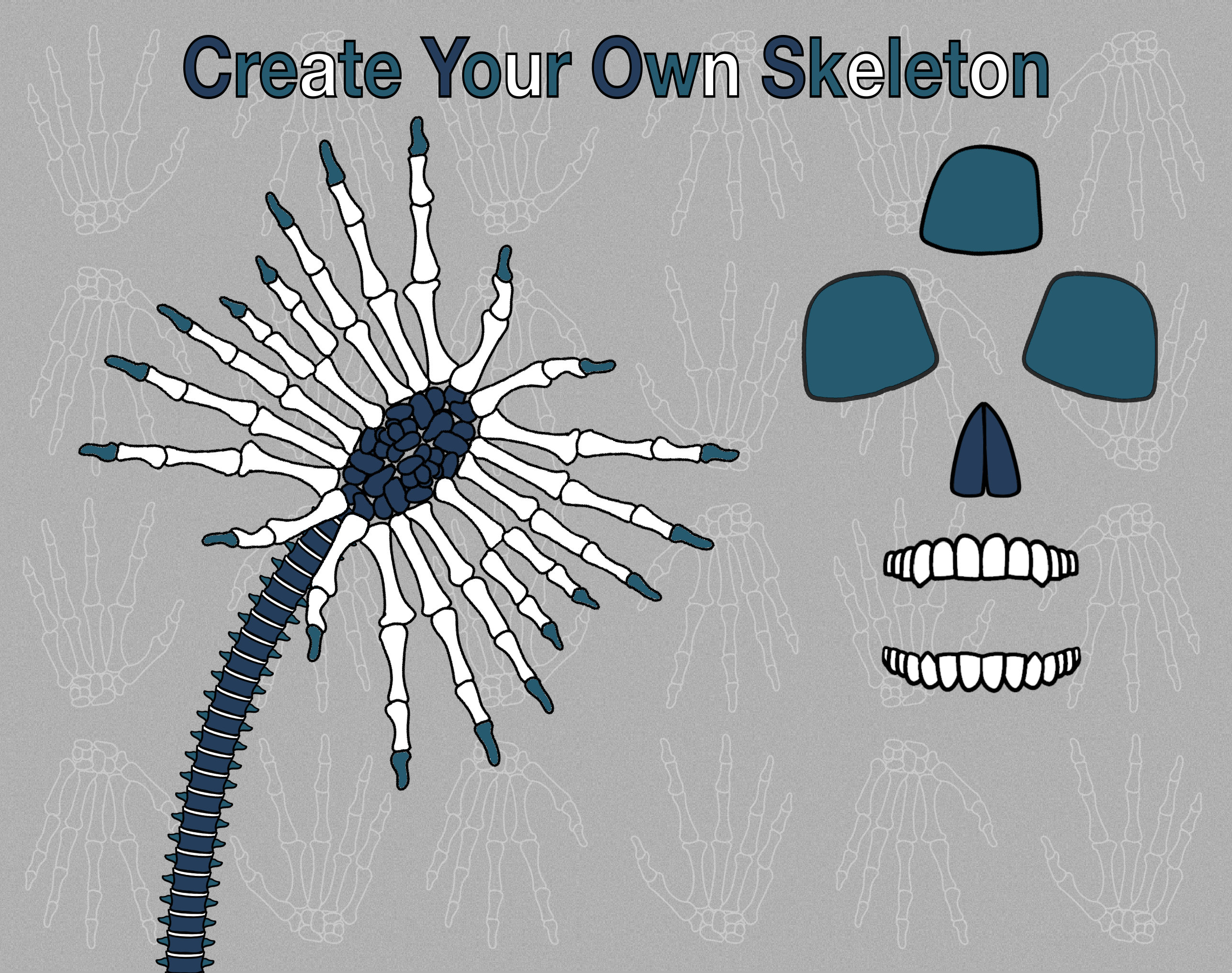 Skeletal Anatomy Themed Digital Art Procreate Stamp Brush Set Add-on ...