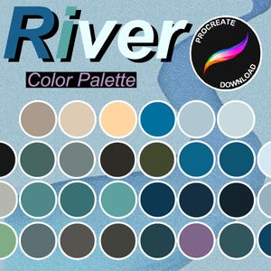 Blue Tones Aesthetic Hex Code Color Palette Set Procreate Swatch ...