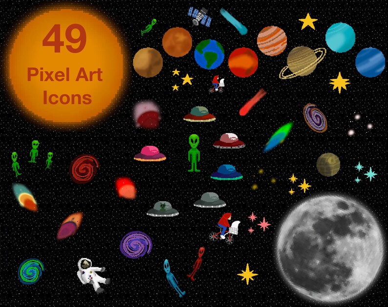 SPACE Themed Wallpapers and App Icons Widgets Pixel Art Aesthetic ...
