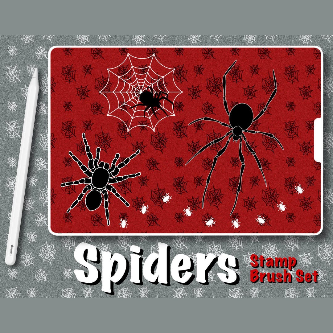 Procreate Spider Stamp Brush Set - Tarantula, Black Widow, Jumping ...