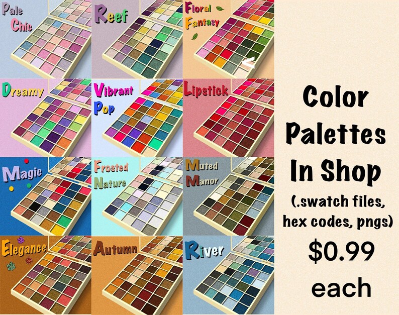 Colorful Color Swatch Palette, Color Hex Codes, Procreate Swatches ...