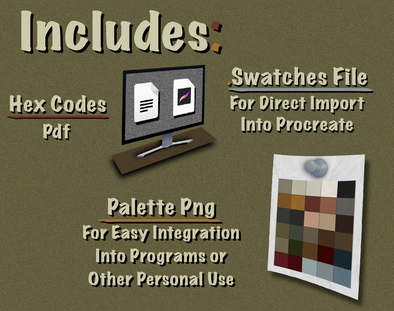 Muted Aesthetic Matte Hex Code Color Palette Set Procreate Swatch ...