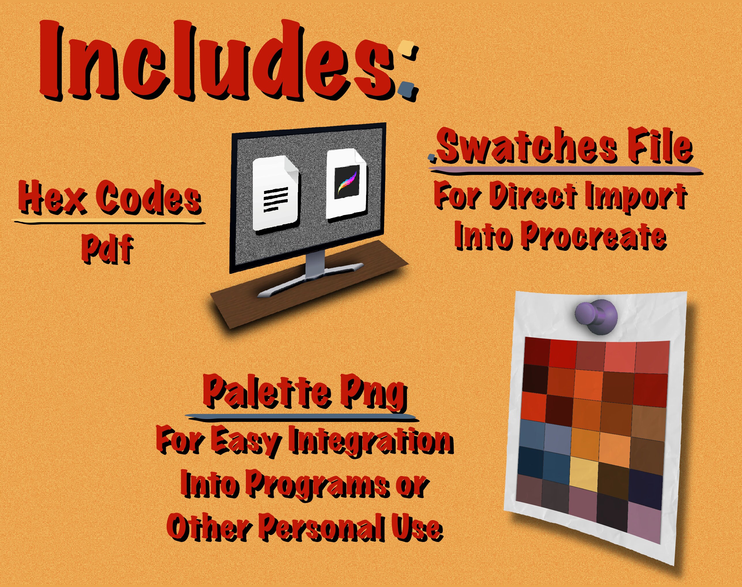 Vibrant Gradient Aesthetic Hex Code Color Palette Set, Procreate Swatch ...