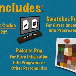 Matte Nostalgia Hex Code Color Palette Set Procreate Swatches Digital ...