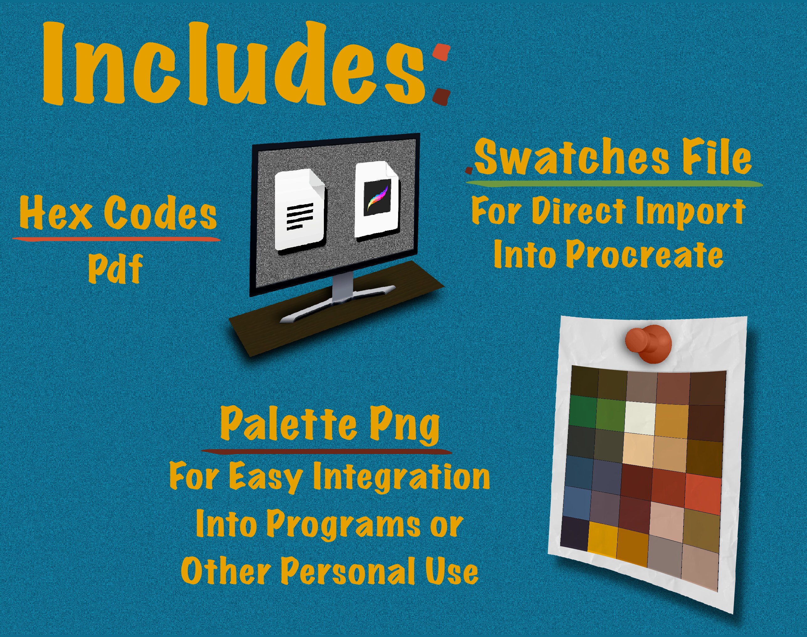 Matte Nostalgia Hex Code Color Palette Set Procreate Swatches Digital ...