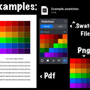 Colorful Color Swatch Palette, Color Hex Codes, Procreate Swatches ...