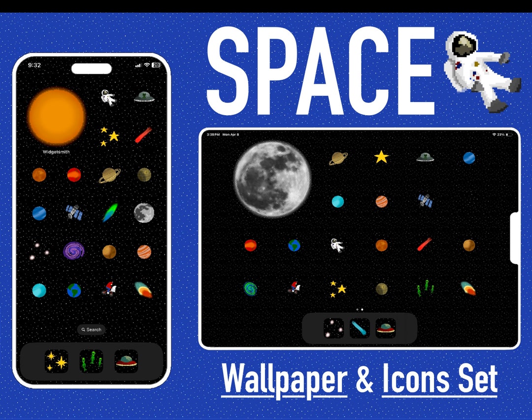 Wallpaper App Icon Widget Bundle Set Outer Space Pixel Art Theme for ...