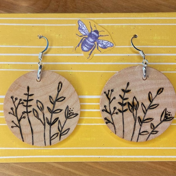 Wood Burned Earrings - Etsy