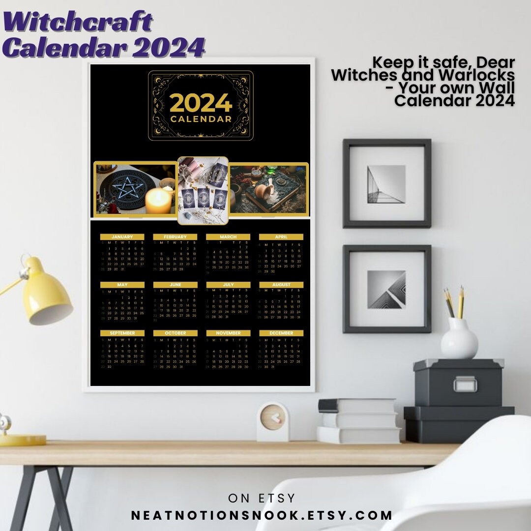 Witchcraft Calendar 2024, Calendar, Digital Printable Calendar, Magic ...