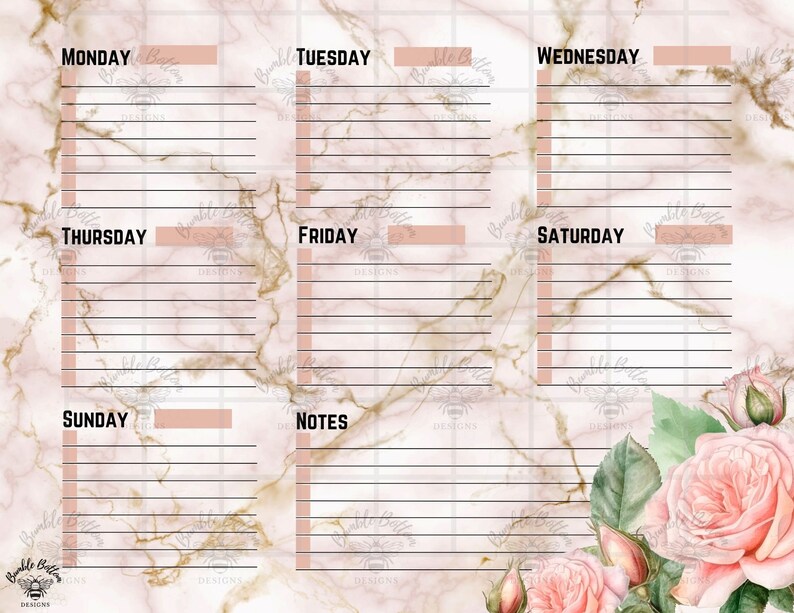 Pink Rose Digital Planner Page - Etsy