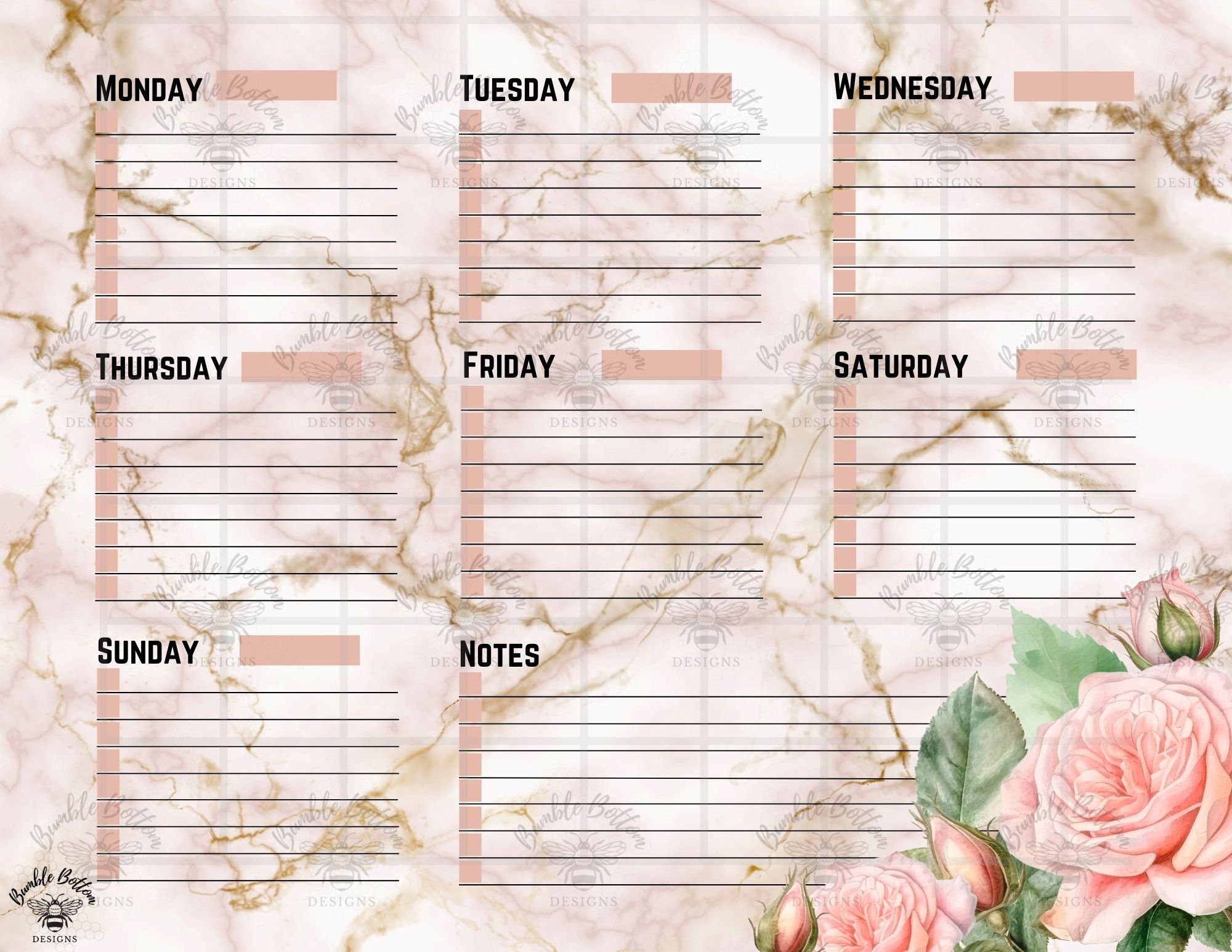 Pink Rose Digital Planner Page - Etsy