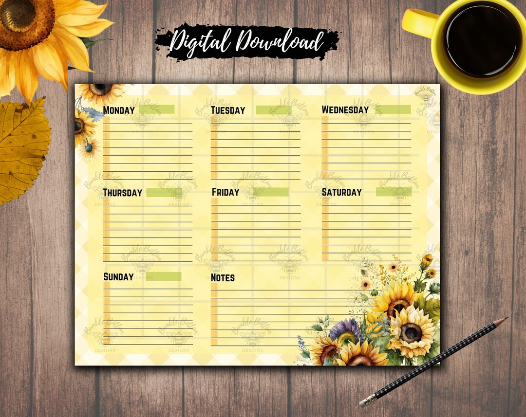 Sunflower Digital Planner Page - Etsy