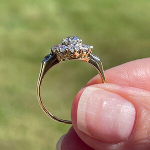 Antique 18k Gold Old Mine Cut Diamond Cluster Ring - Etsy