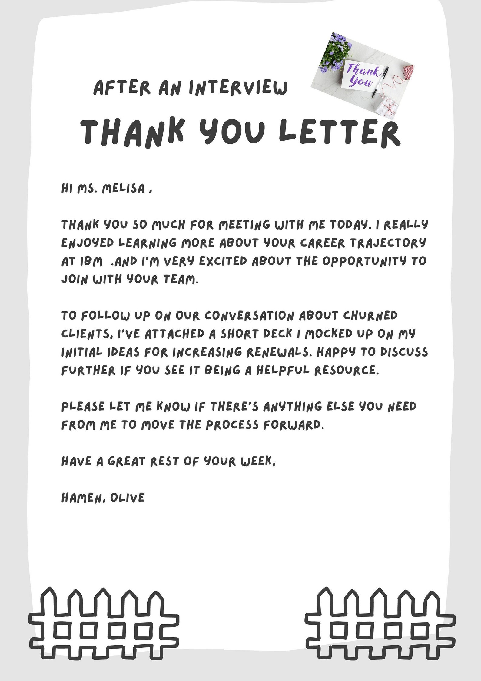 Post-interview Thank You Email Letter Template/follow up Letter ...