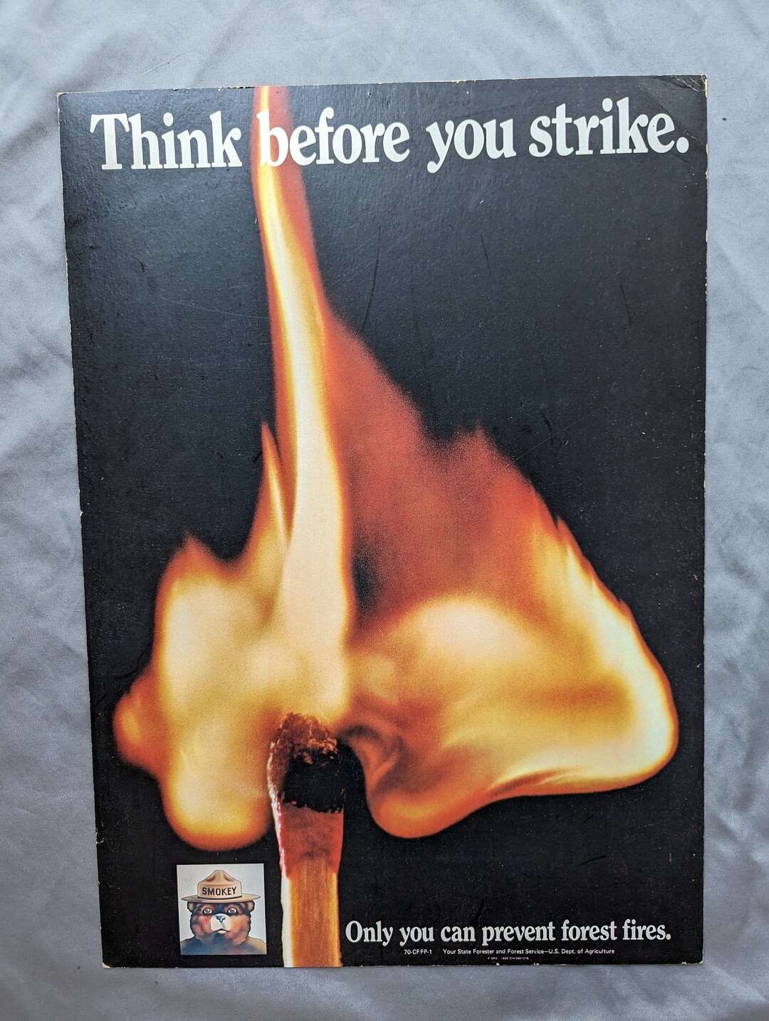 Vintage 1970 Burning Match Smokey Poster - Etsy