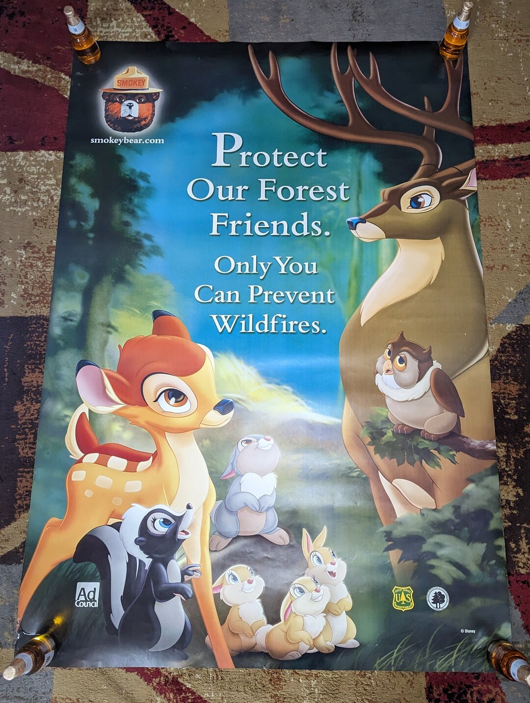 Vintage Disneys Bambi And Smokey Bear Banner Etsy