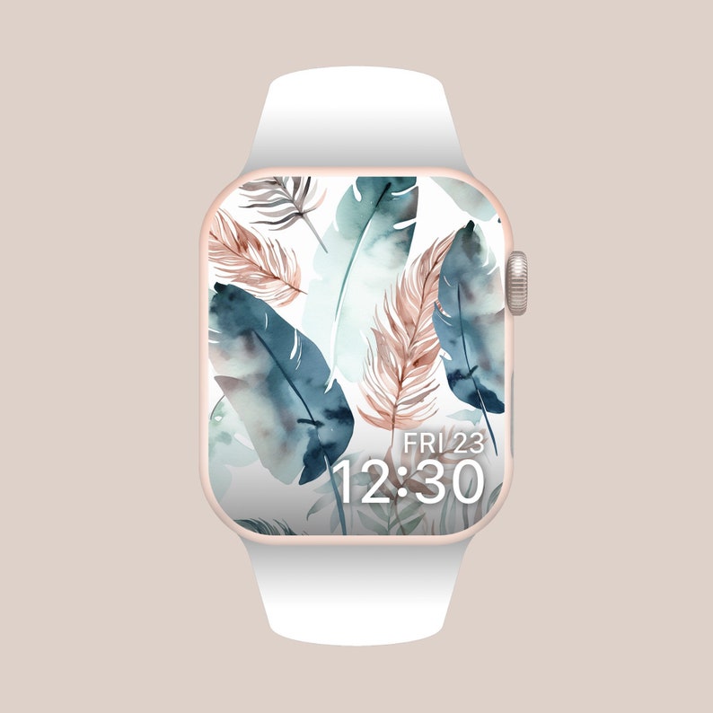 Tropical Leaves Apple Watch Wallpaper, Green Watercolor Apple Watch ...