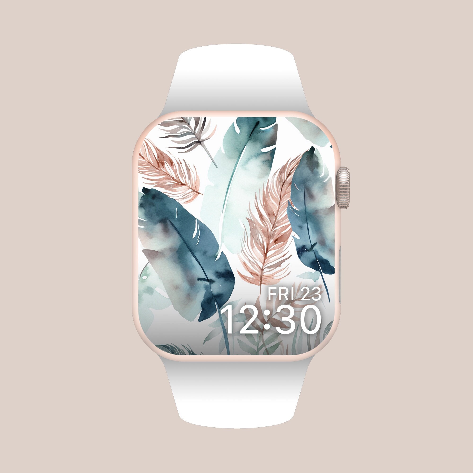 Tropical Leaves Apple Watch Wallpaper Green Watercolor Apple - Etsy