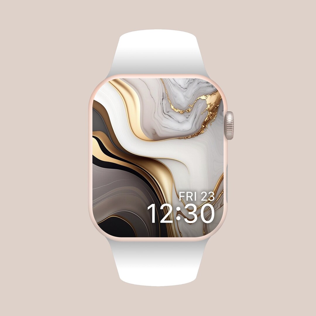 Gold Marble Apple Watch Wallpaper, Black Gold Watch Face, Soft Brown ...