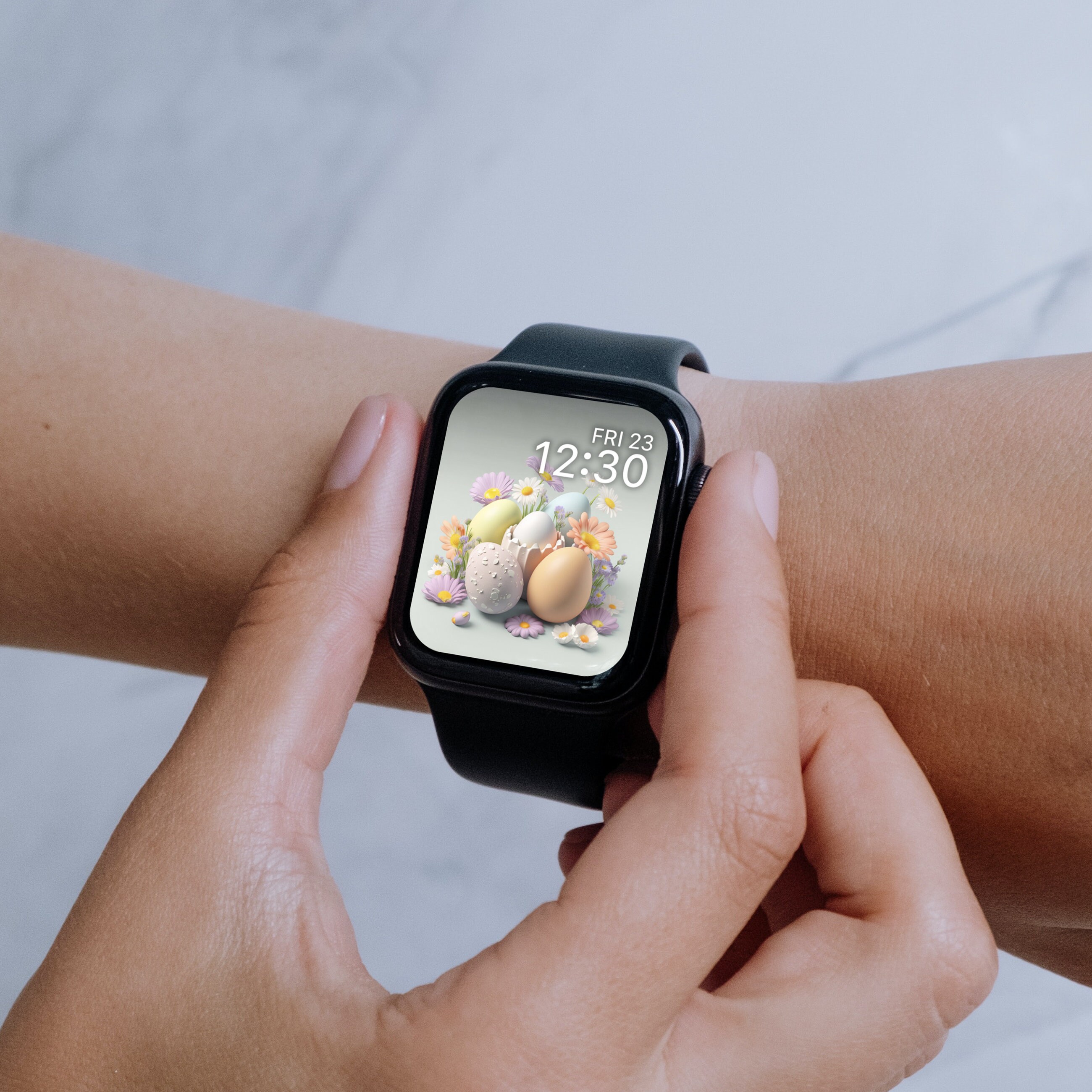 Pastel Easter Eggs Watch Wallpaper, Floral Easter Egg Apple Watch Face ...