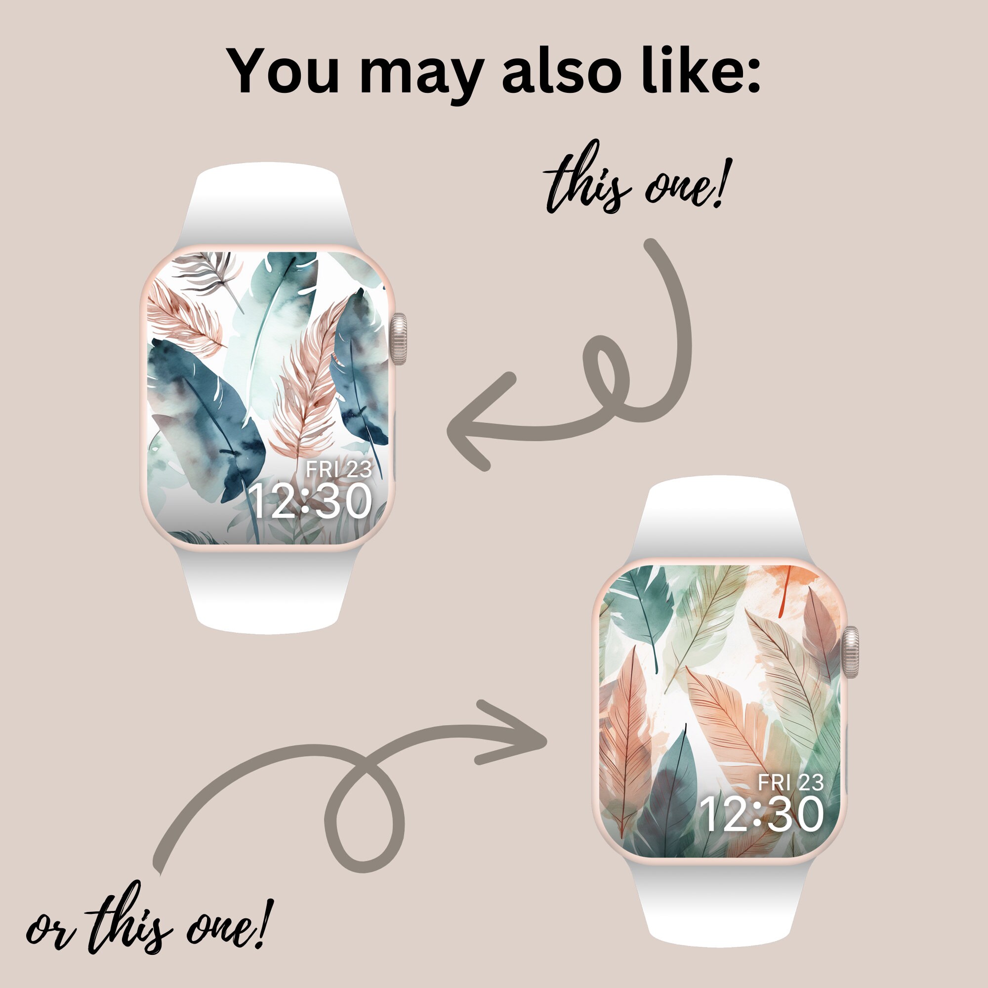 Tropical Leaves Apple Watch Wallpaper, Green Watercolor Apple Watch ...