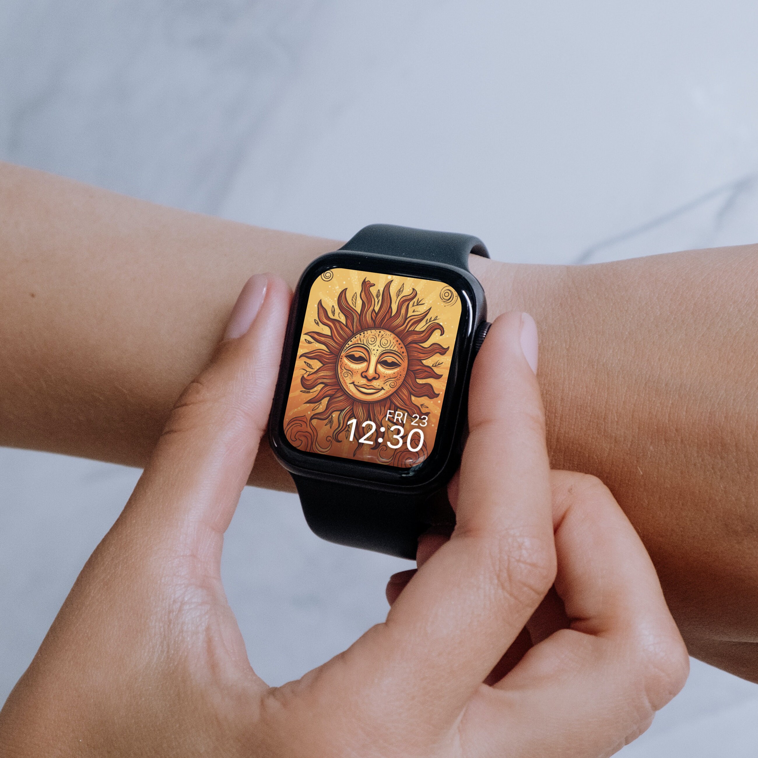 Aztec Sun Face Apple Watch Wallpaper, Boho Sun Apple Watch Face, Sun ...
