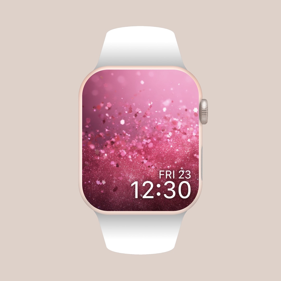 Rose Pink Glitter Apple Watch Wallpaper, Pink Apple Watch Face, Festive ...