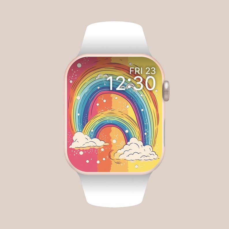 Cartoon Rainbow Apple Watch Wallpaper Boho Apple Watch Face - Etsy