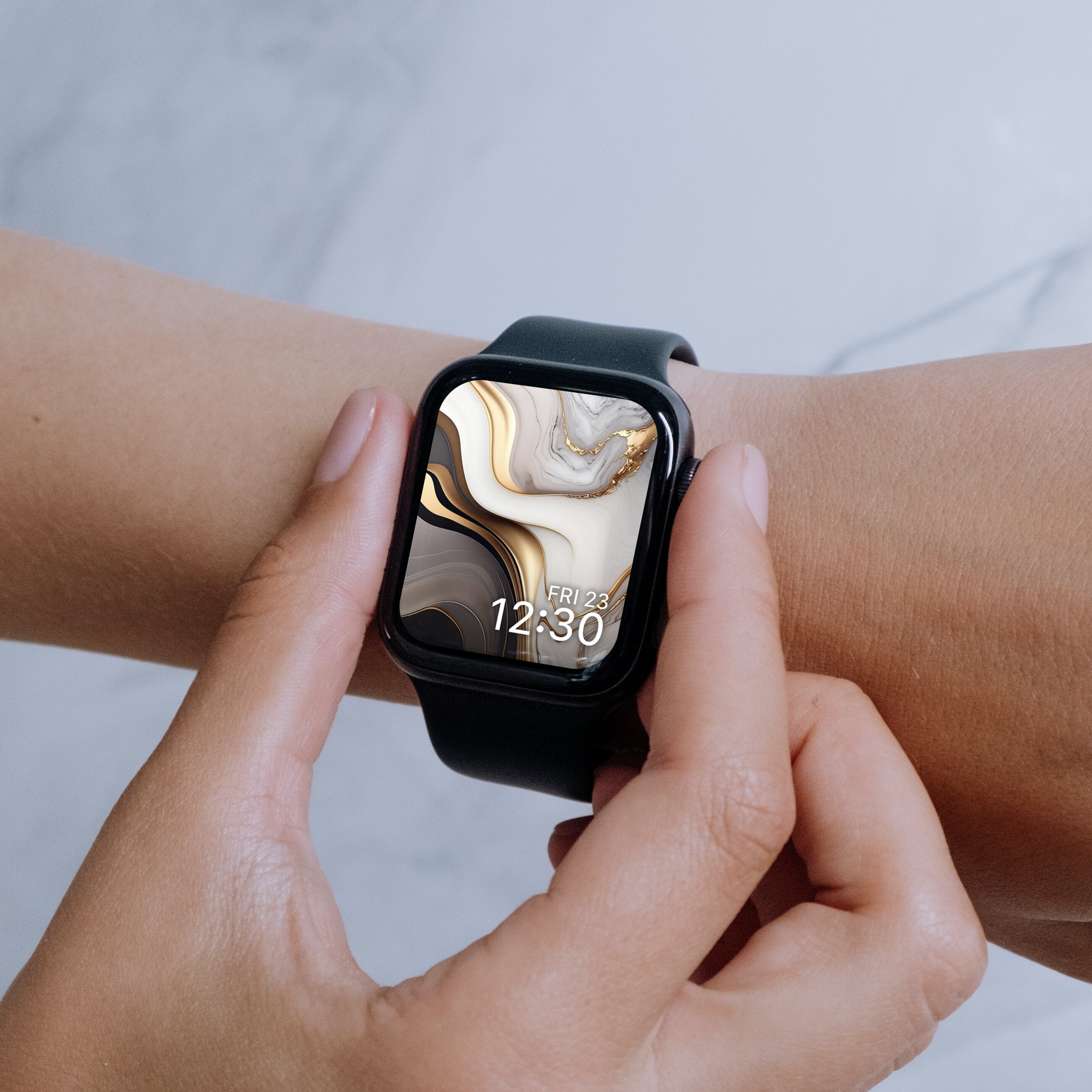 Gold Marble Apple Watch Wallpaper, Black Gold Watch Face, Soft Brown ...