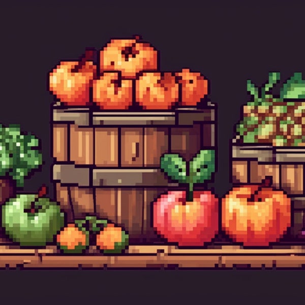 Pixel Art Fruit - Etsy