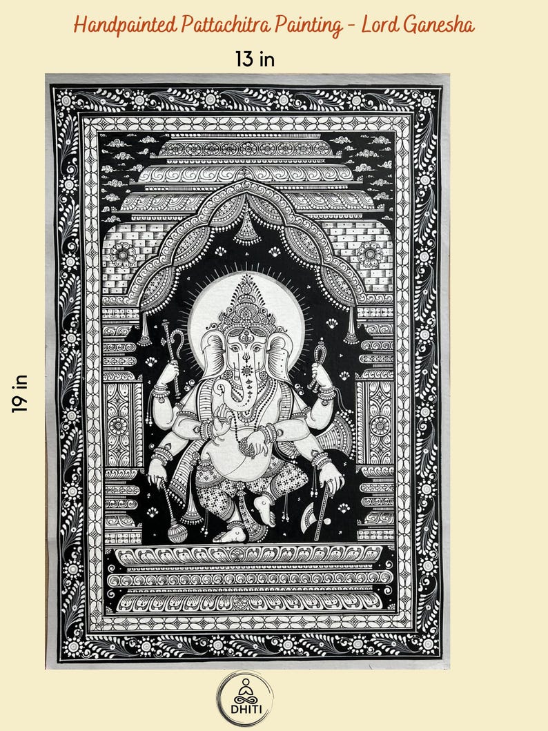 Lord Ganesha Pattachitra Handmade Painting | Handpainted on Handmade ...