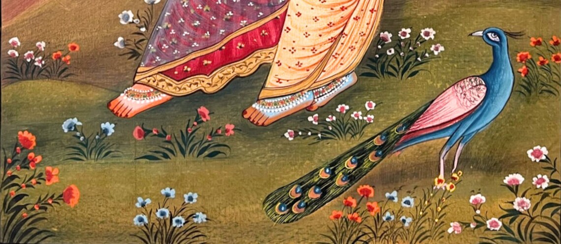 Handpainted Miniature Painting of Lord Krishna and Radhaji | Painted on ...