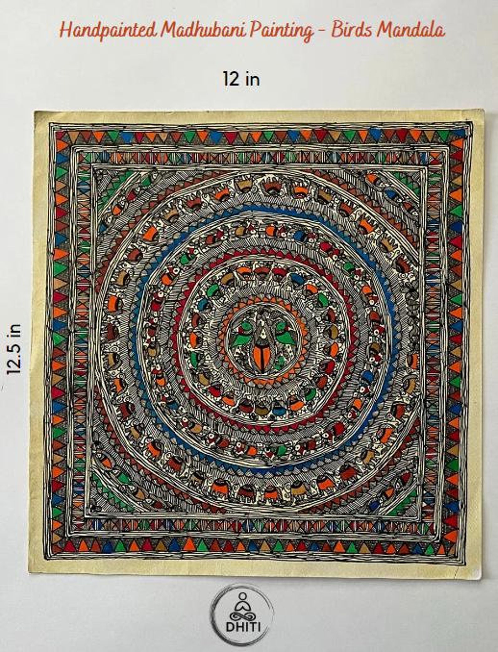 Handpainted Madhubani / Mithila Painting - Birds Mandala | Painted on Handmade Paper | Art From ...