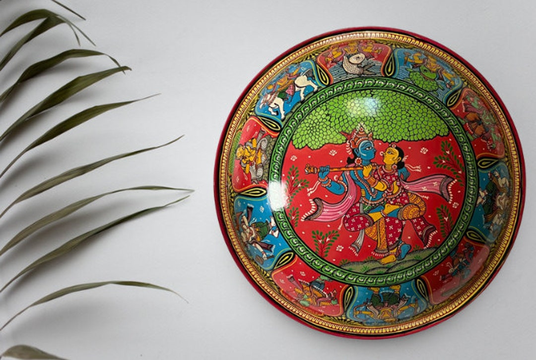 Pattachitra Handpainted Wall Shield Handmade Wall Plate Vishnu ...