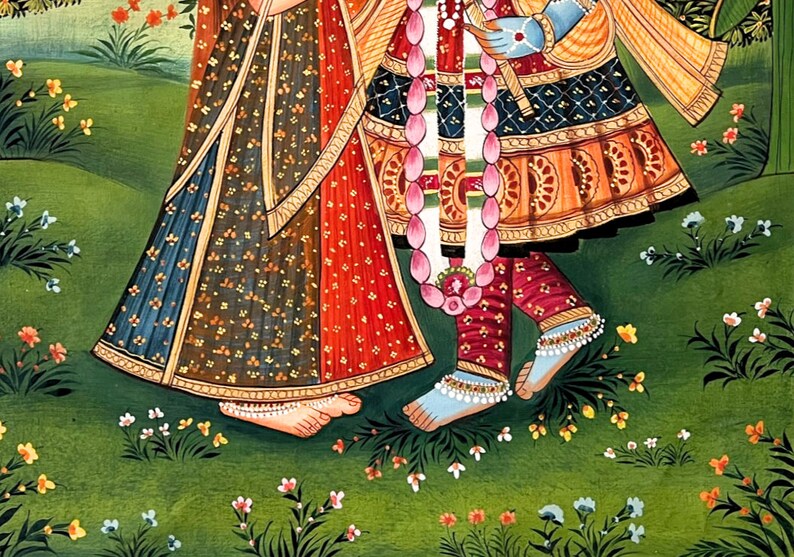 Handpainted Miniature Painting of Lord Krishna and Radhaji | Painted on ...