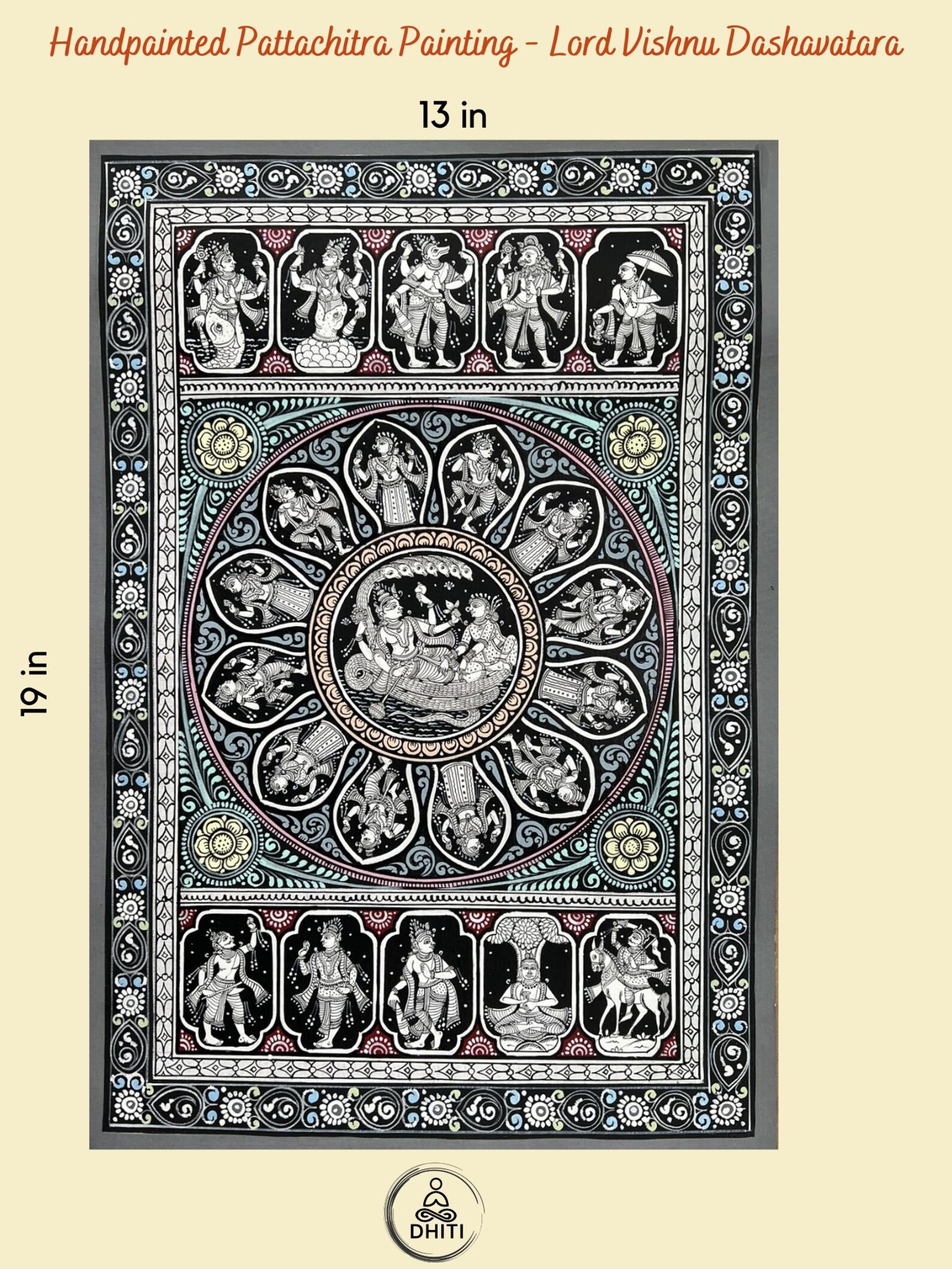 Lord Vishnu Dashavatara Pattachitra Handmade Painting | Handpainted on ...