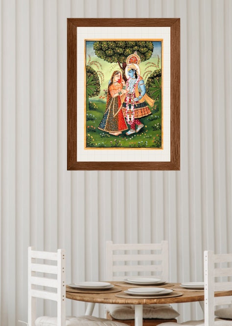 Handpainted Miniature Painting of Lord Krishna and Radhaji | Painted on ...