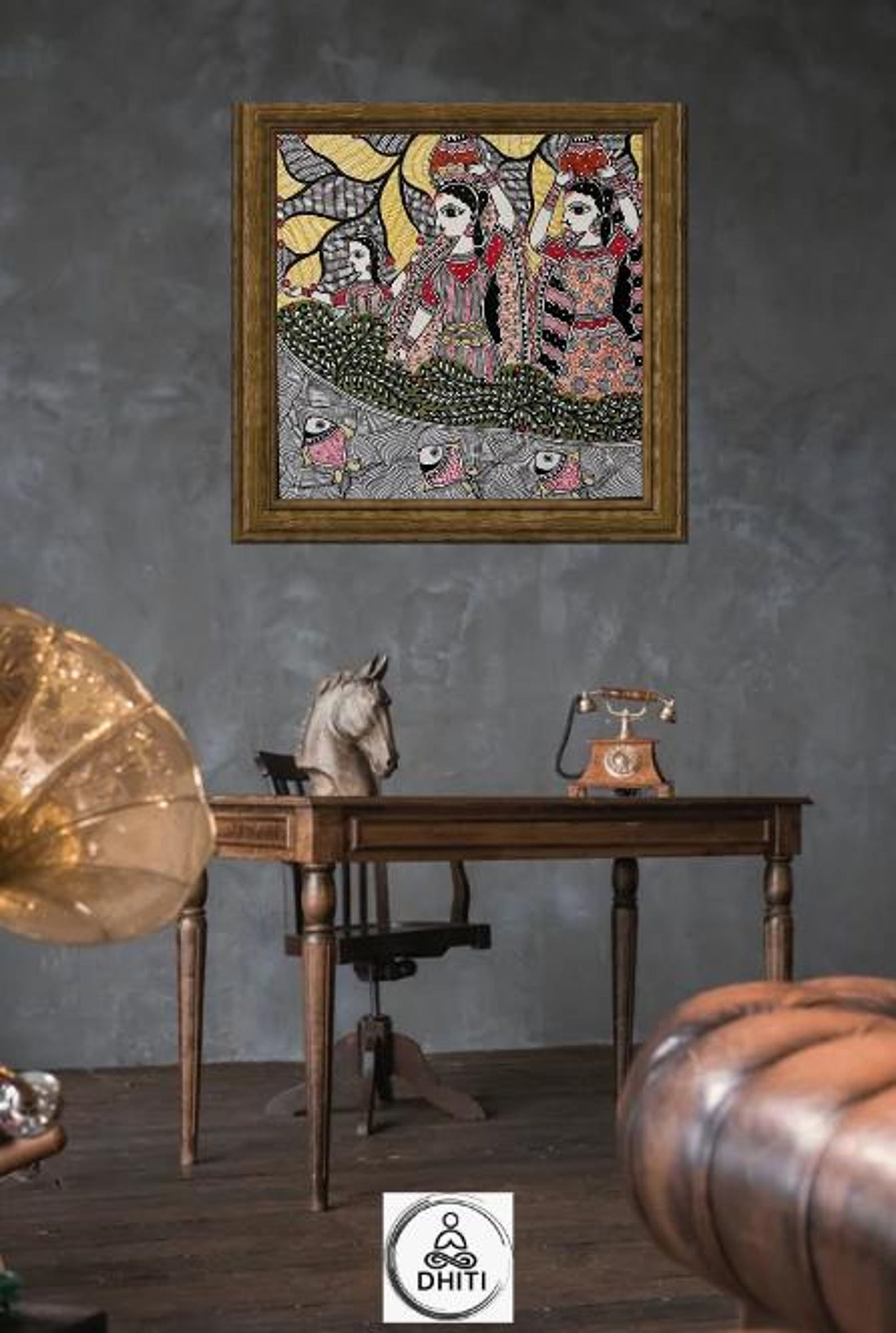 Handpainted Madhubani / Mithila Painting - Three Women | Painted on Handmade Paper | Art From ...