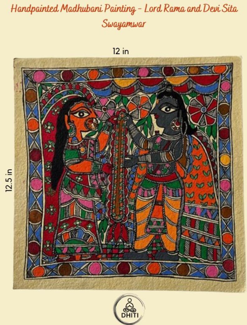 Handpainted Madhubani / Mithila Painting - Lord Rama and Devi Sita ...