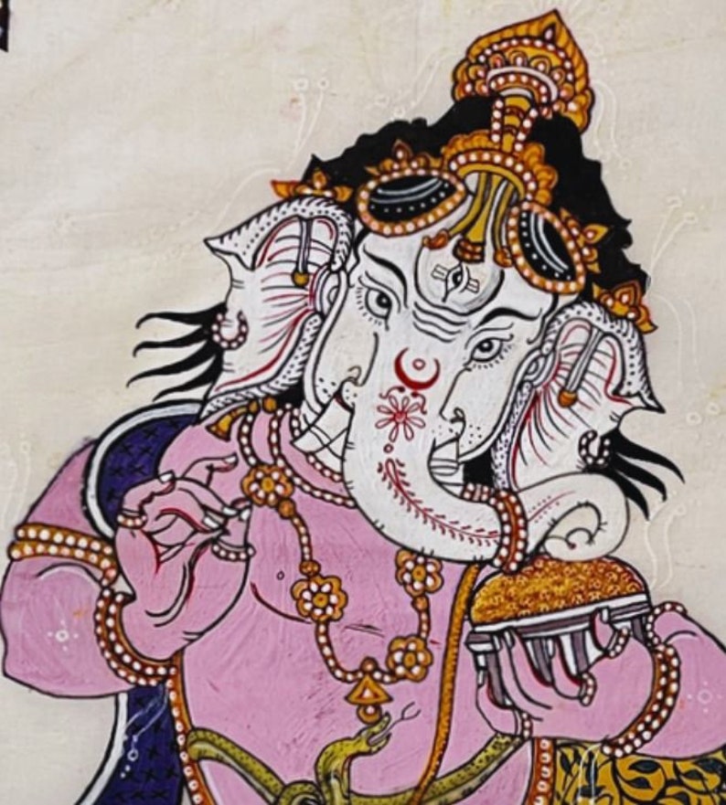 Lord Ganesha Pattachitra Handmade Painting | Handpainted on Silk Cloth ...