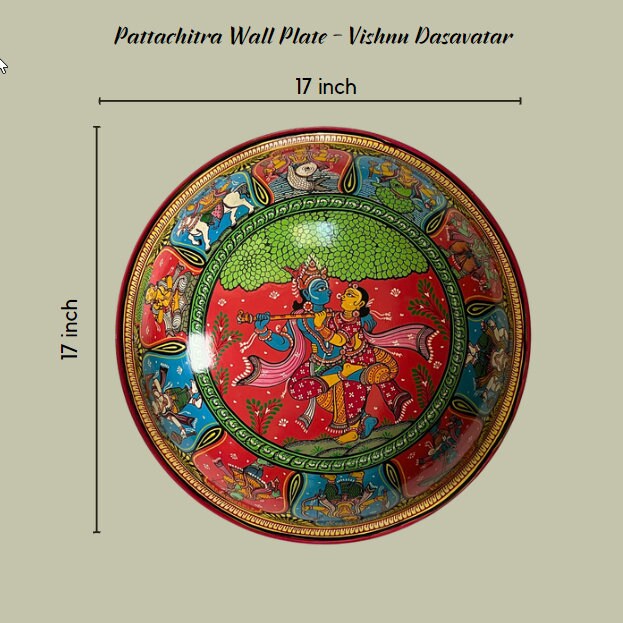 Pattachitra Handpainted Wall Shield Handmade Wall Plate Vishnu ...
