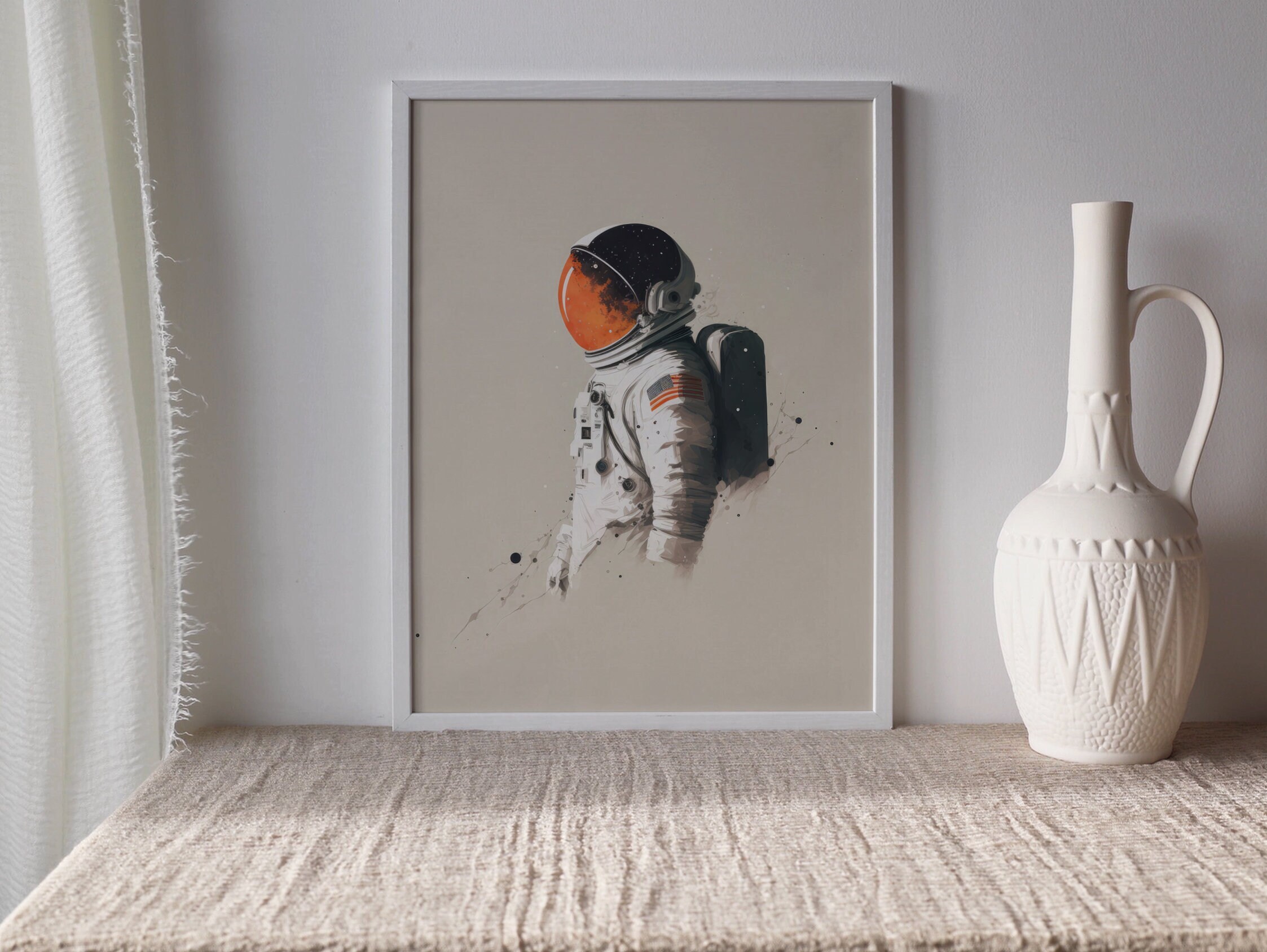Minimalist Astronaut Digital Print Download - Captivating Artwork for ...