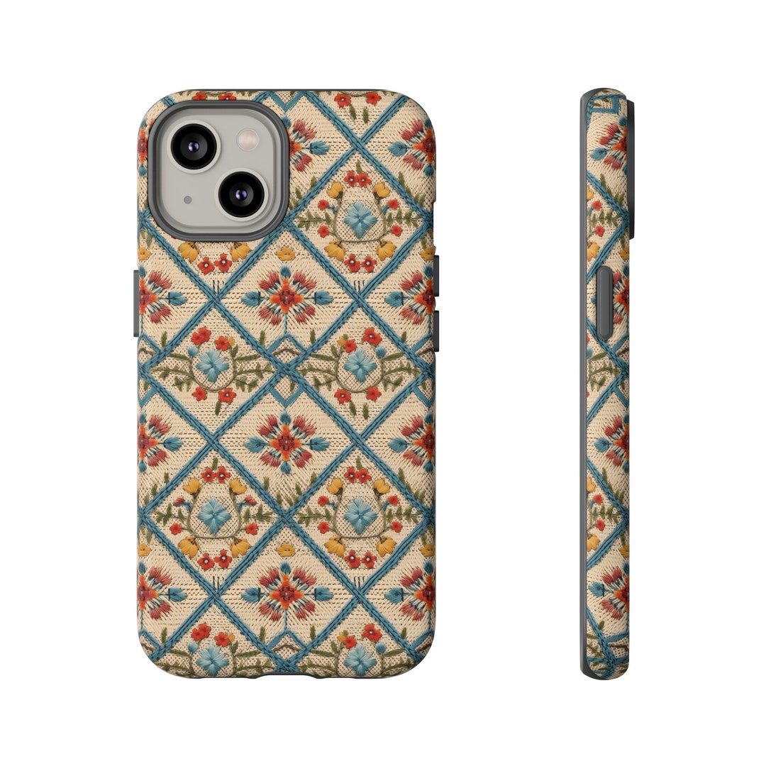 Floral Folk Embroidery Phone Case American Floral Embroidered Phone ...